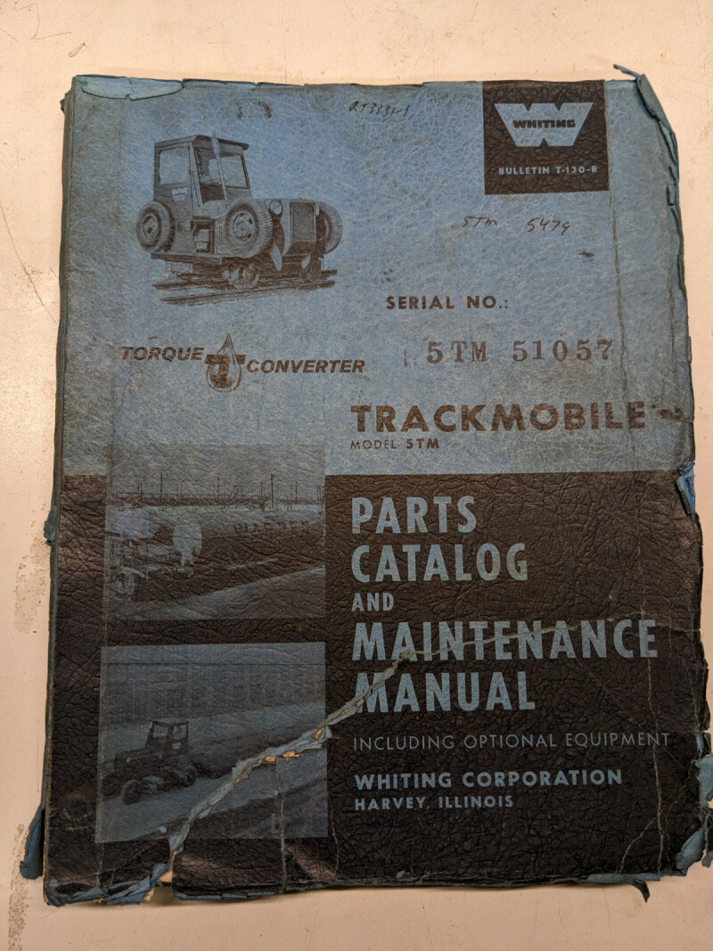 WHITING TRACKMOBILE 5TM PARTS CATALOG LIST BOOK MAINTENANCE MANUAL ...