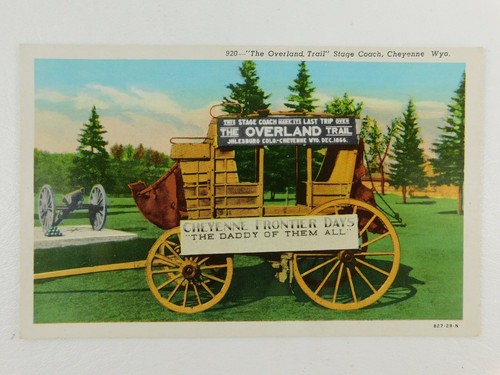 The Overland Trail Stage Coach Cheyenne Wyoming White Boarder Vintage ...