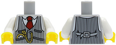 LEGO - Minifig, Torso Pinstriped Vest, Red Tie & Pocket Watch Pattern ...