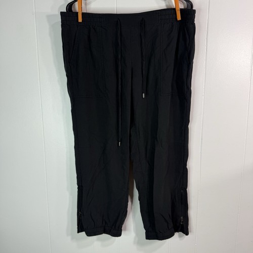 Go Silk Women’s L Cropped Pants Zippered Leg Washable Silk Drawstring ...