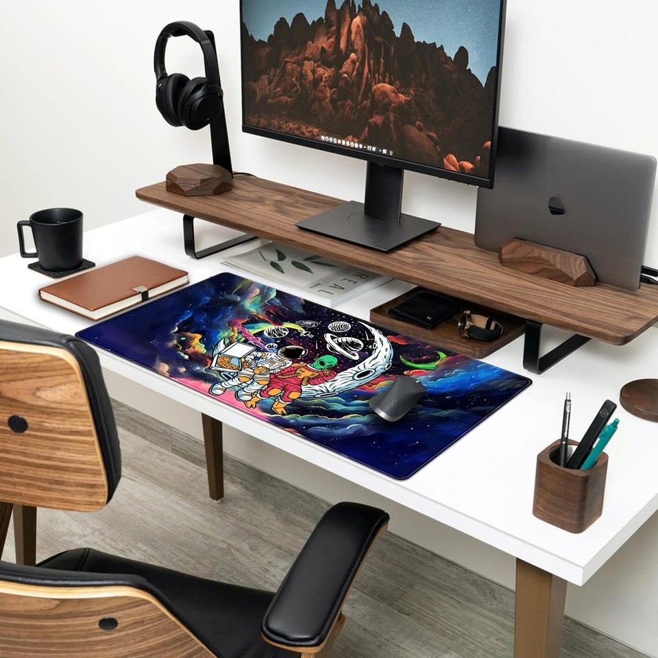 Funny Space Mouse Pad Desk Mat Astronaut Alien Large Gaming Mouse Pads ...