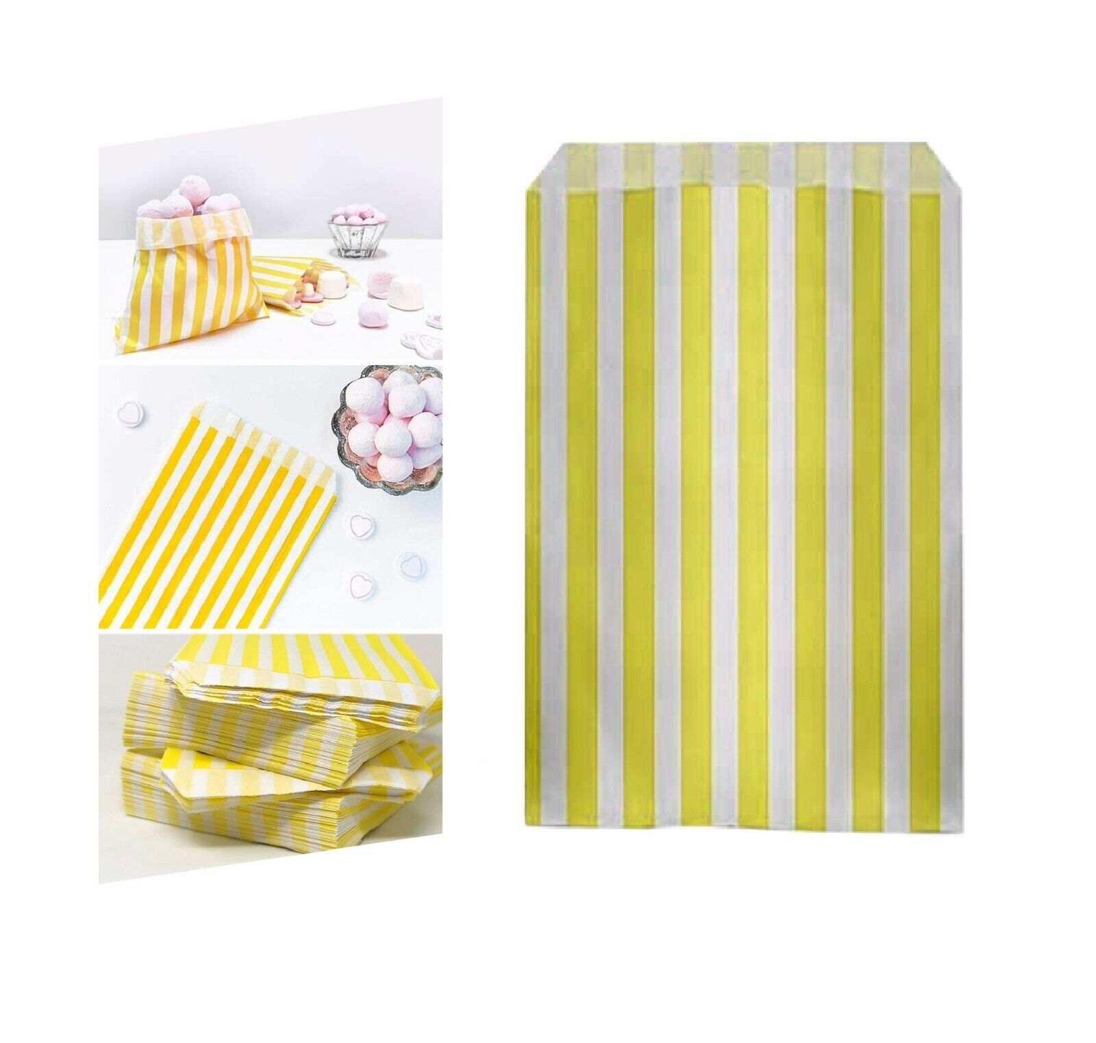 100 Pcs Candy Striped Paper Bags Assorted Buffet Sweet Bag for Buffet ...