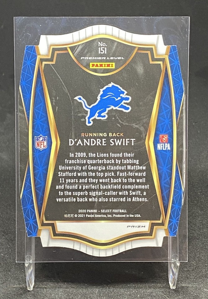 2020 Panini Select D'Andre Swift Premier Die-Cut Prizm Det Lions RC ...