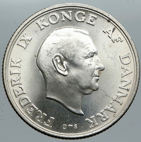 1958 DENMARK Frederick IX Princess Margrethe VINTAGE Silver 2 Kroner ...