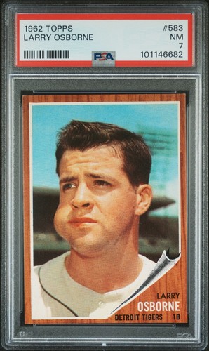 1962 TOPPS VINTAGE BASEBALL LARRY OSBORNE #583 HIGH NUMBER TIGERS PSA 7 ...
