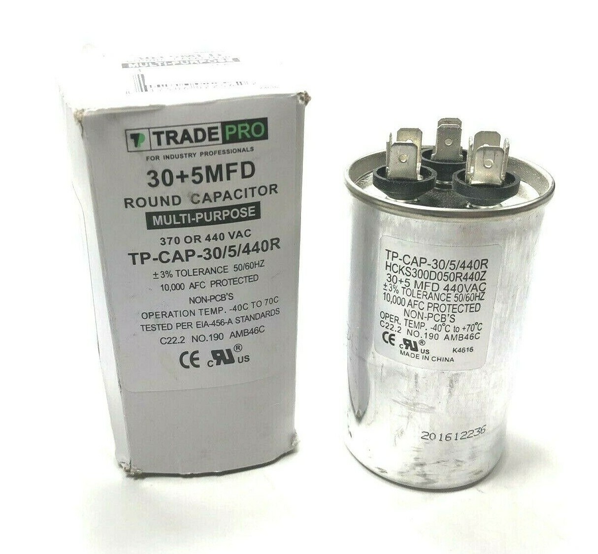 30+5 Capacitor Mfd 440 Volt Dual Run Hvac Motor Compressor 30/5 Air ...