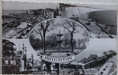 OLD POSTCARD BRIGHTON OLD STEINE FOUNTAIN AQUARIUM PALACE PIER ROYAL ...