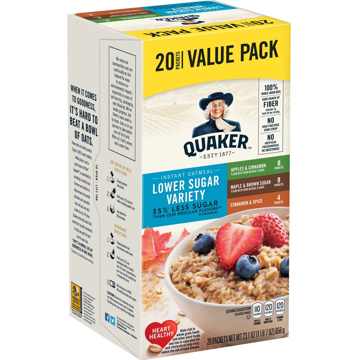 Quaker Instant Oatmeal Lower Sugar Variety Pack 10 Ct Quaker Cookies
