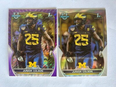 (2) 2022 Bowman Chrome Junior Colson SP Purple Shimmer + Base Refractor ...