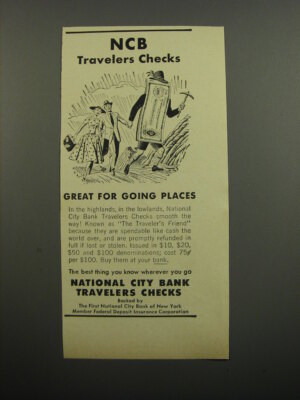 1955 National City Bank Travelers Checks Advertisement | eBay