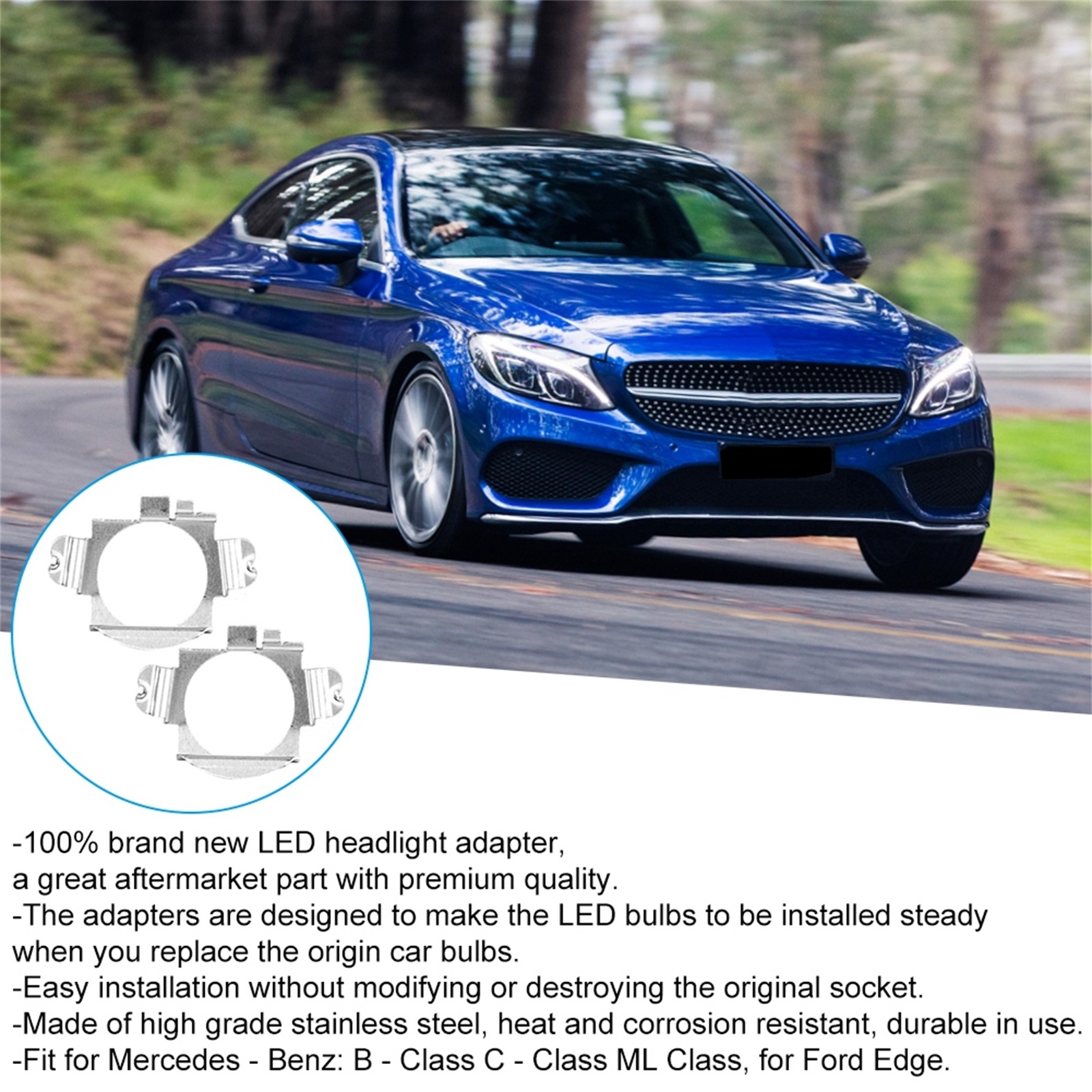 Pair Of H7 LED Headlight Bulbs Adapter Retainer Holder For Mercedes ‑ Benz | eBay