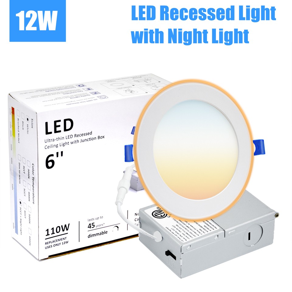 24Pack 6 Inch 5CCT Recessed Light with 2700k Light,Canless LED Recessed ...