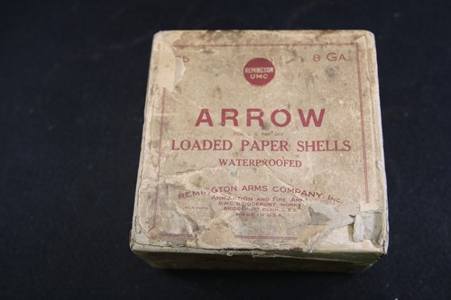 Remington UMC Arrow Paper Shot Shells 25 Rnd 8ga Box Mfg 1923 VTG F/S ...