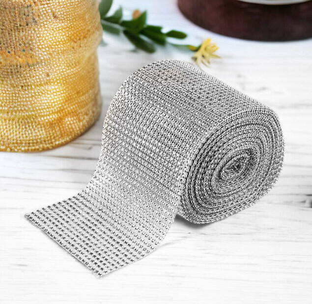 4.75" x 10 yards DIAMOND MESH WRAP ROLL RHINESTONE BLING RIBBON, 24 ...