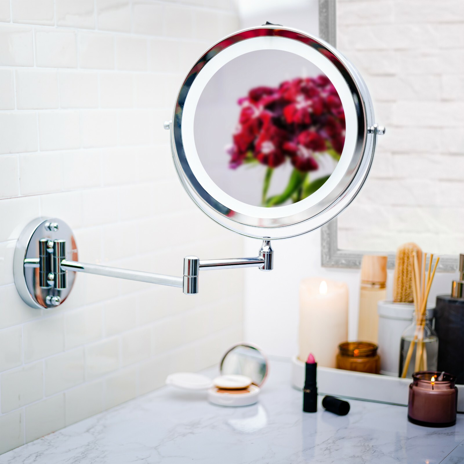 Ovente Wall Mounted Vanity Mirror 7 Inch 1X7X Magnifying Chrome ...