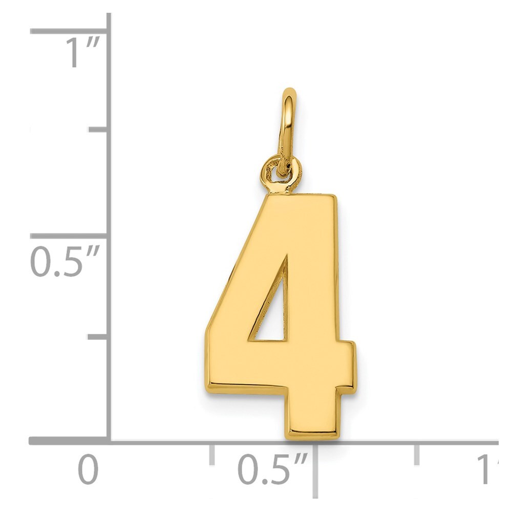 14K Yellow Gold Casted Medium Polished Number 4 Pendant | eBay