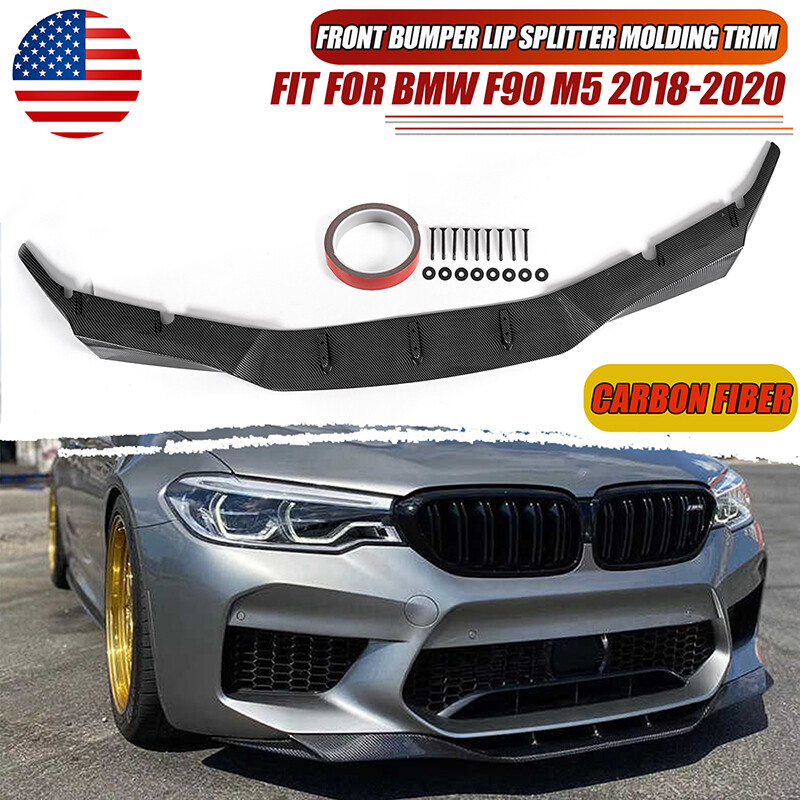 For 2018-2020 BMW F90 M5 Front Bumper Lip Spoiler Splitter Carbon Fiber ...
