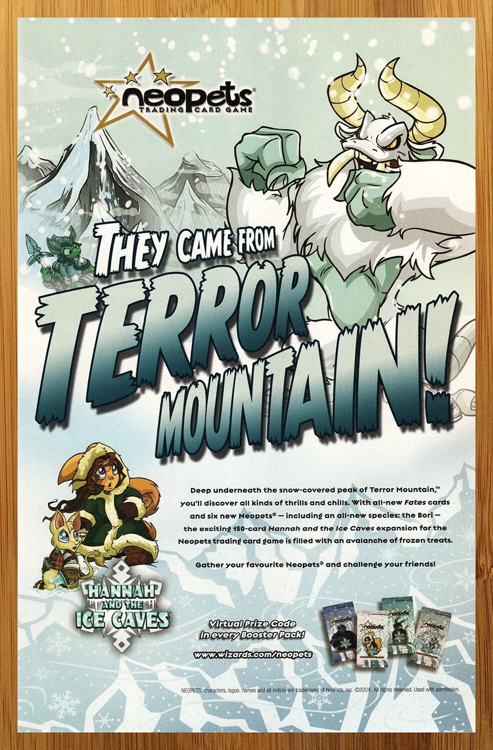 2004 Neopets Hannah and the Ice Caves Trading Card Game Print Ad/Poster ...
