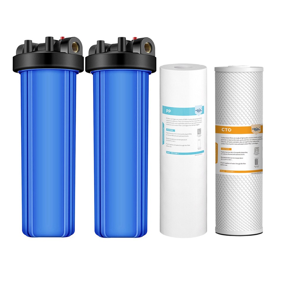 20" x 4.5" Big Blue Whole House Water Filter Housing Filtration System ...
