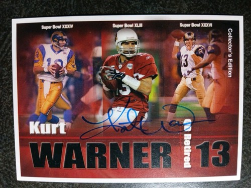 KURT WARNER Authentic Hand Signed Autograph FOOTBALL CARD - NFL HOF ...