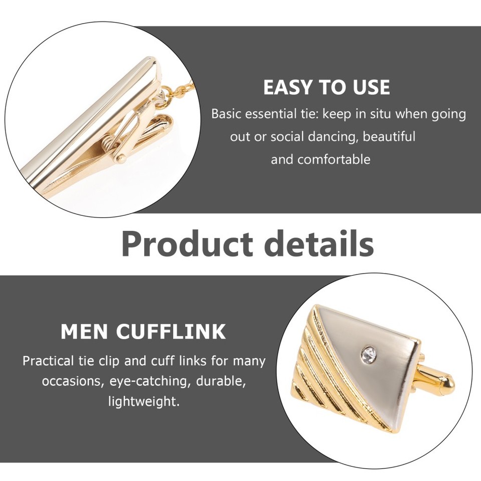 Cufflink Tie Clip Rhinestone Links for Men Bridegroom Clips | eBay