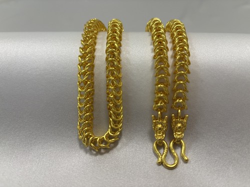 Pure 14K Solid Gold Dragon Bone Decor 6mm 42g Chain Necklace with Box ...