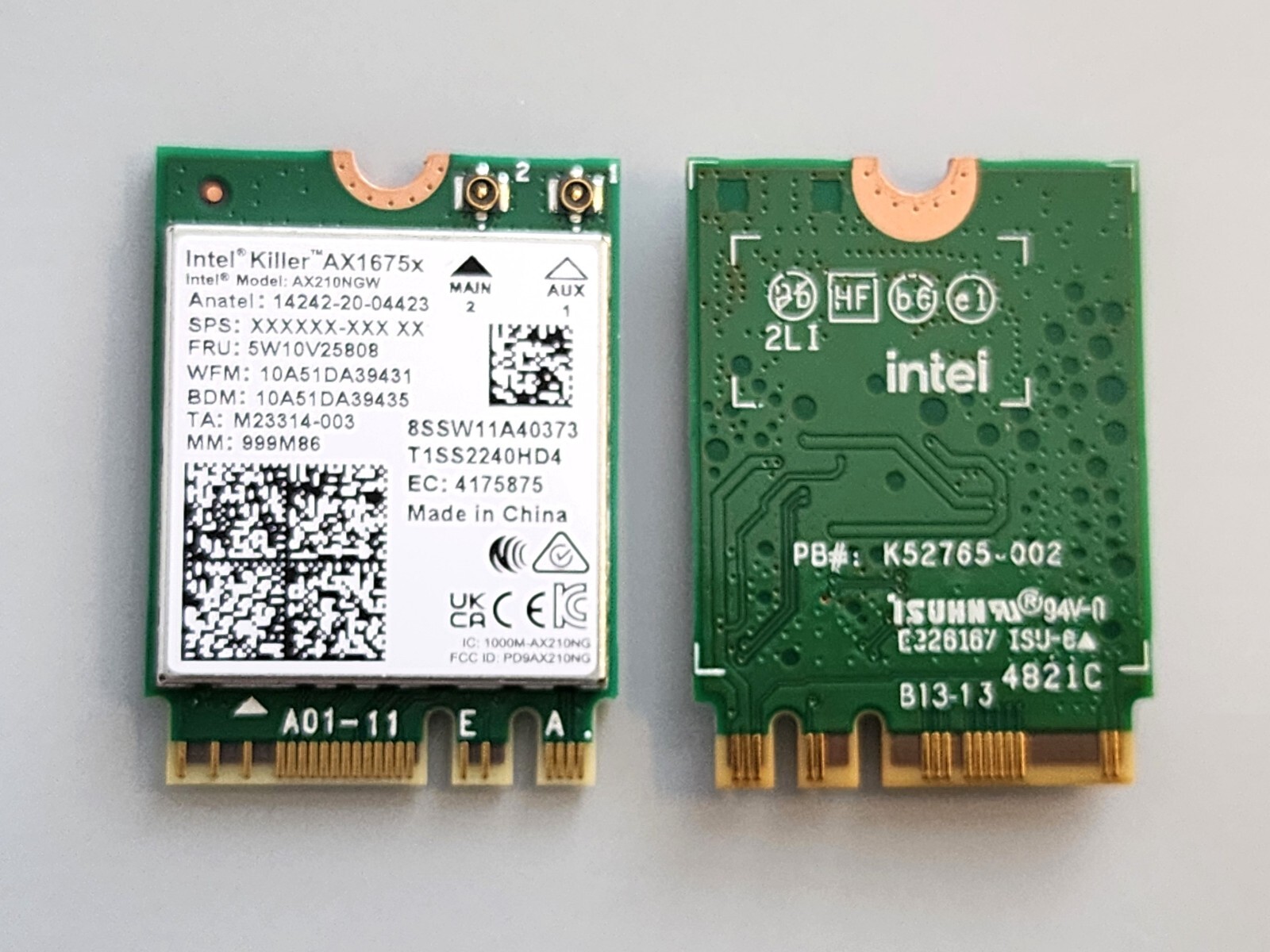 Intel Killer 6E AX1675x 1675 Tri Band AX210 M.2 2230 BT 5.2 WiFi Card ...