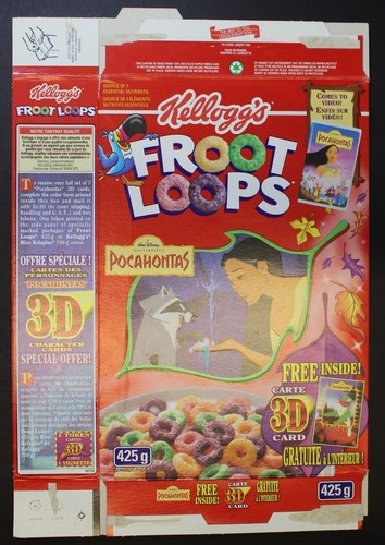 Vintage Cereal Box, FROOT LOOPS - DISNEY POCAHONTAS, 1995, Kellogg's ...