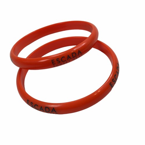 Escada lot of 2 Orange Plastic Bangle Stack Bracelets Sunset Heat ...