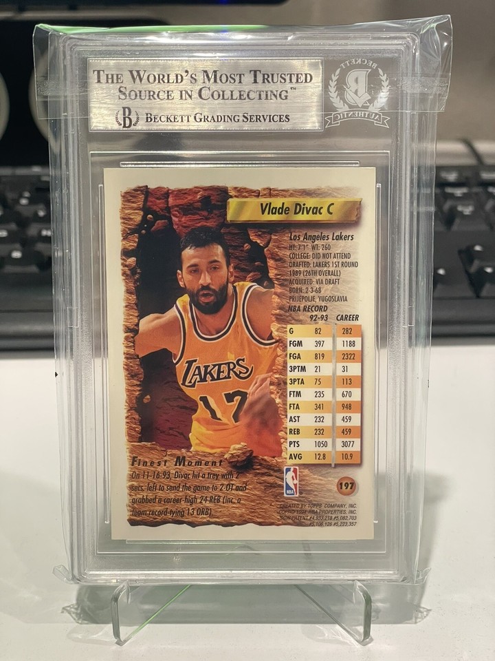 1993-94 Topps Finest VLADE DIVAC Autograph Signed Card (BAS) Vintage ...