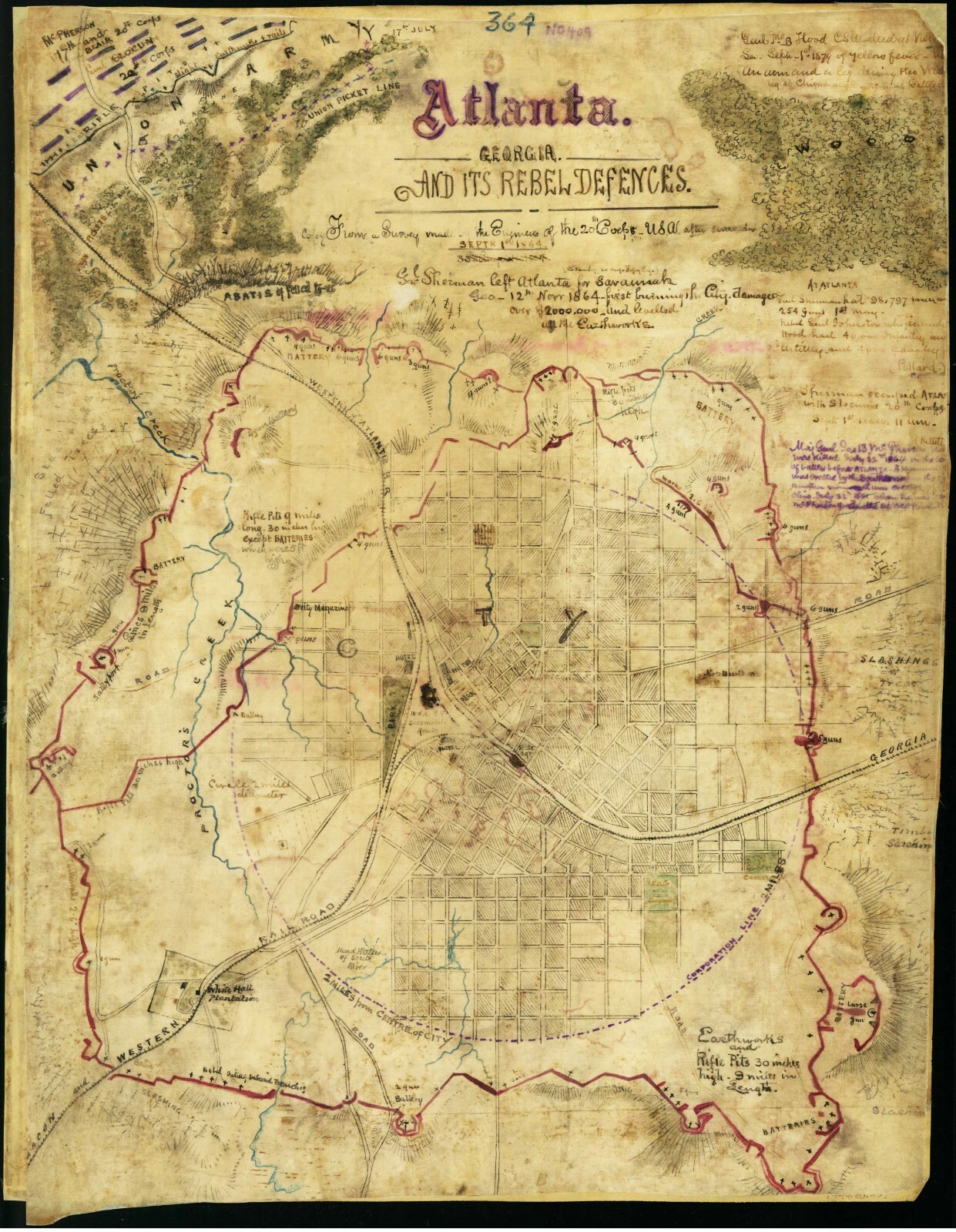 Civil War Defences of Atlanta, Georgia, 1865; Antique Civil War Map | eBay