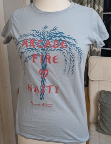 Arcade Fire T Shirt Haiti Women’s Rock Band Merch Tee Ladies Size Medium Blue | eBay