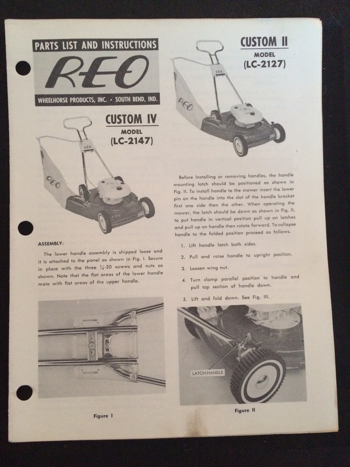 Wheel Horse REO Mower Model LC-2127 LC-2147 Parts List Manual | eBay