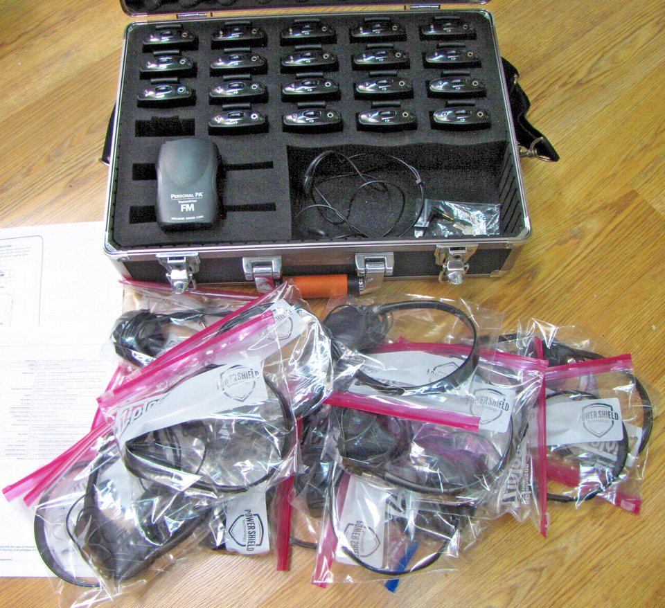 19 Williams Sound PPA R35 FM Receivers w/ Headphones & T36 Transmitter ...