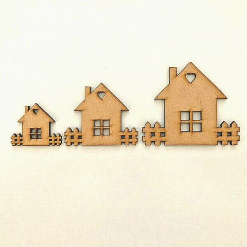 New Home MDF House Garden Craft Shape Wooden Gift Decoration ...