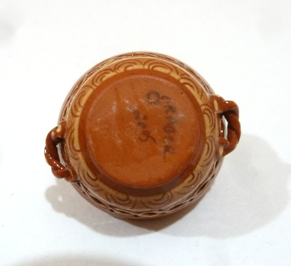 JANE GRABER DOLLHOUSE MINIATURE REDWARE PIERCED BOWL EXQUISITE PIECE ...