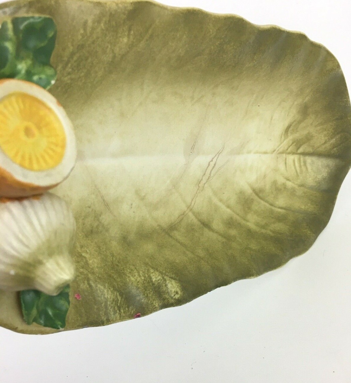 Italy Garlic Plate Spoon Dish Serving Platter Green Orange Ceramic 10. ...