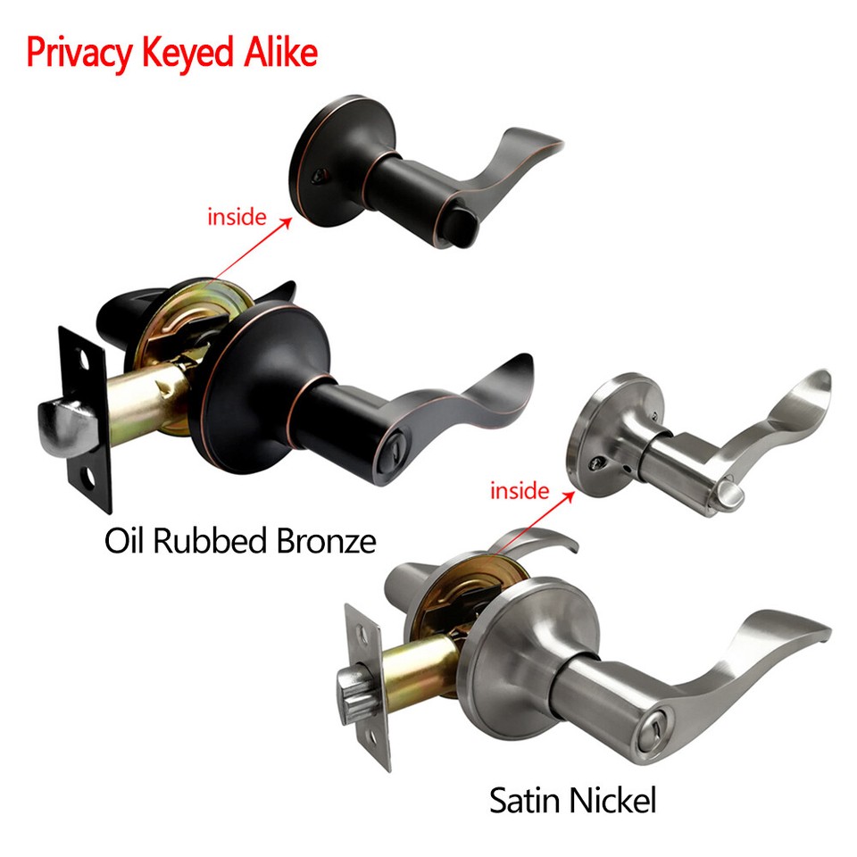 Door Handle Lock Set Entry with Keys Passage Privacy Dummy Knobs Levers ...