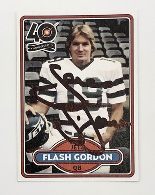 FLASH GORDON Sam J. Jones Autographed 40th Anniv. NY Jets QB Card w ...