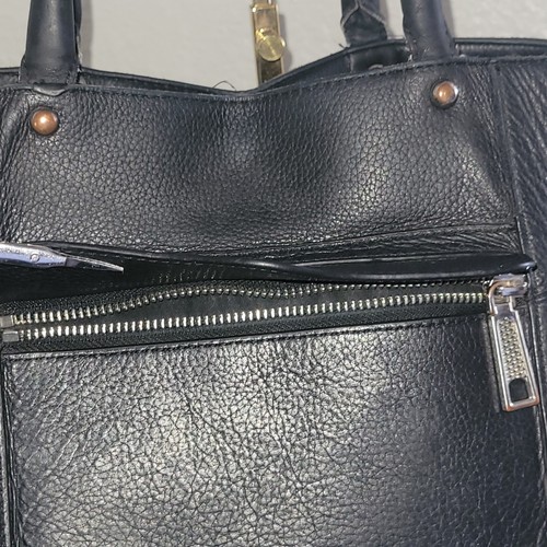 Rebecca Minkoff MAB Black Leather Tote Bag Shoulder Handbag Travel Work ...