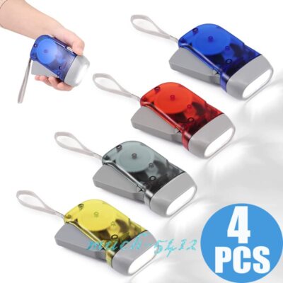 4X Portable LED Dynamo Hand Pressing Crank Flashlight Camping Manual ...