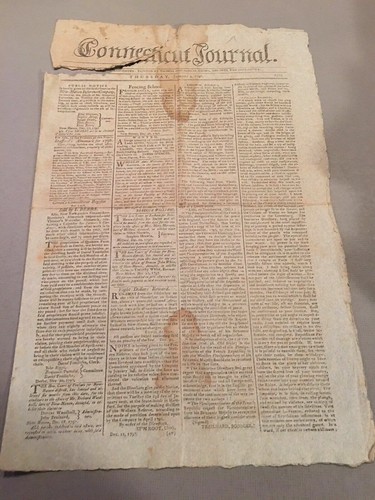 Rare NEW HAVEN Ct Connecticut Journal 1798 Newspaper | eBay