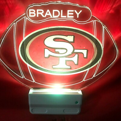 San Francisco SF 49ers NFL Night Light Personalized LED Plug In Dusk ...