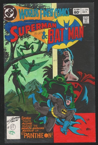 WORLDS FINEST COMIC SUPERMAN BATMAN 296 HAND COLOR PRODUCTION ART COVER ...