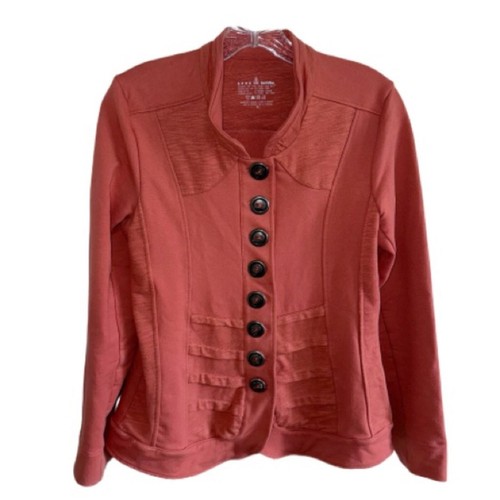 Neon Buddha Sz XS Rust Jacket Stretch Button Front Lagenlook Classic ...