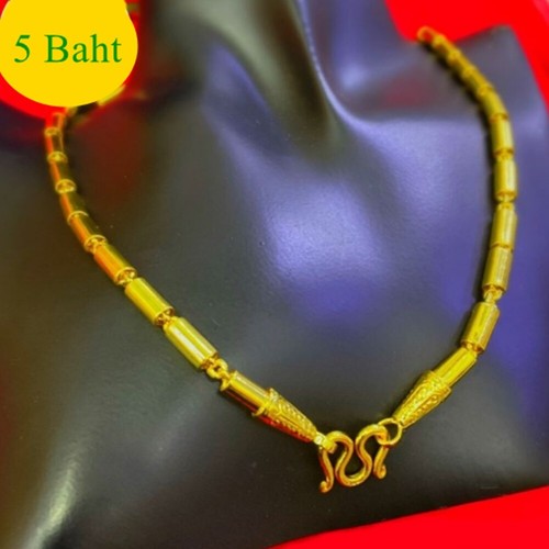 Thai Gold 24k Solid Necklace Yellow Chain Pendant Weight 5 Baht Jewelry ...