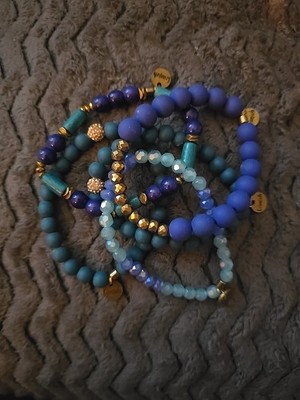 Ermish Blue Stone And Bead Stack Bracelets | eBay