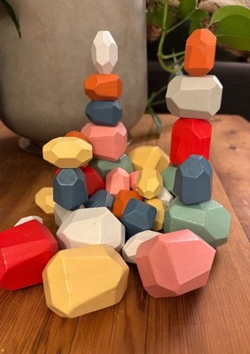 Eco Stacking Balancing Rocks Wooden Sorting Blocks Montessori 6 Months+ ...