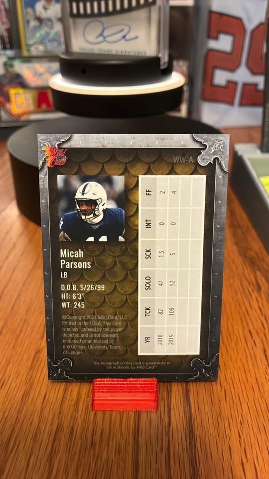 2021 Wild Card Matte Micah Parsons Auto Weekend Warriors Gold Rookie # ...