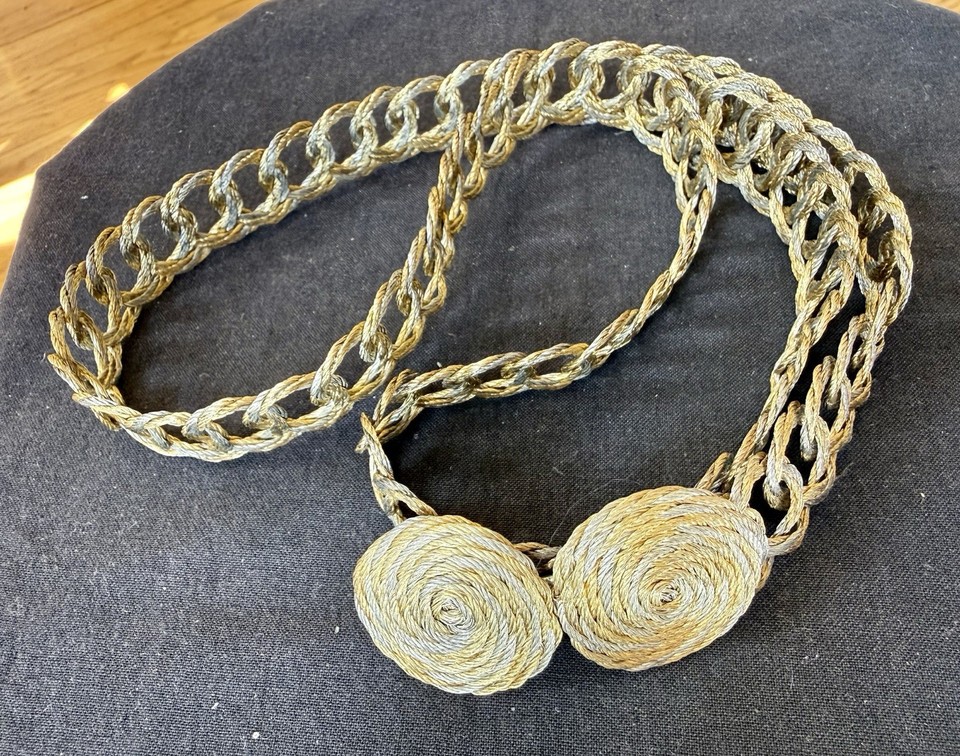 Vintage Silver & Gold Wire Belt Greece Handmade ~ Chain Loop Metal ...